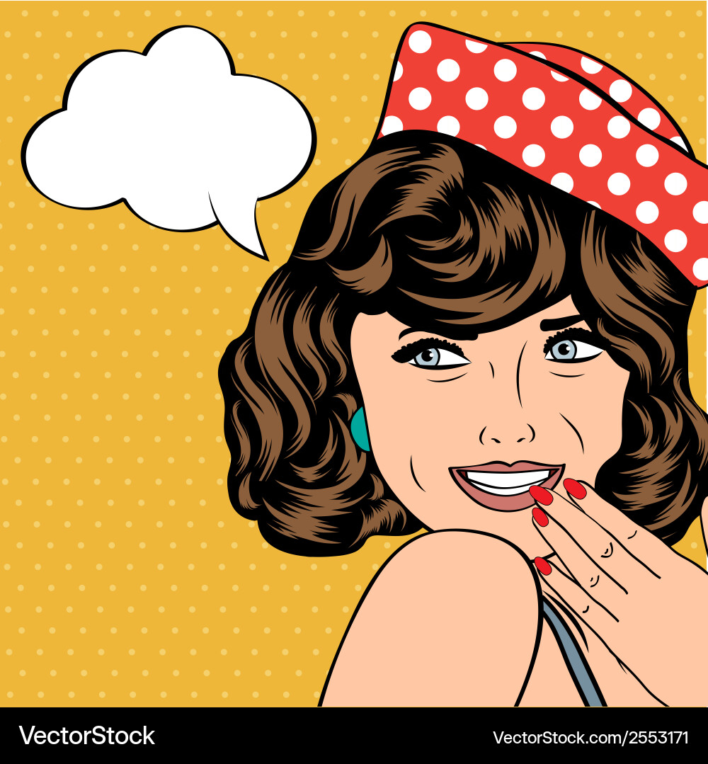 Cute retro woman in comics style Royalty Free Vector Image