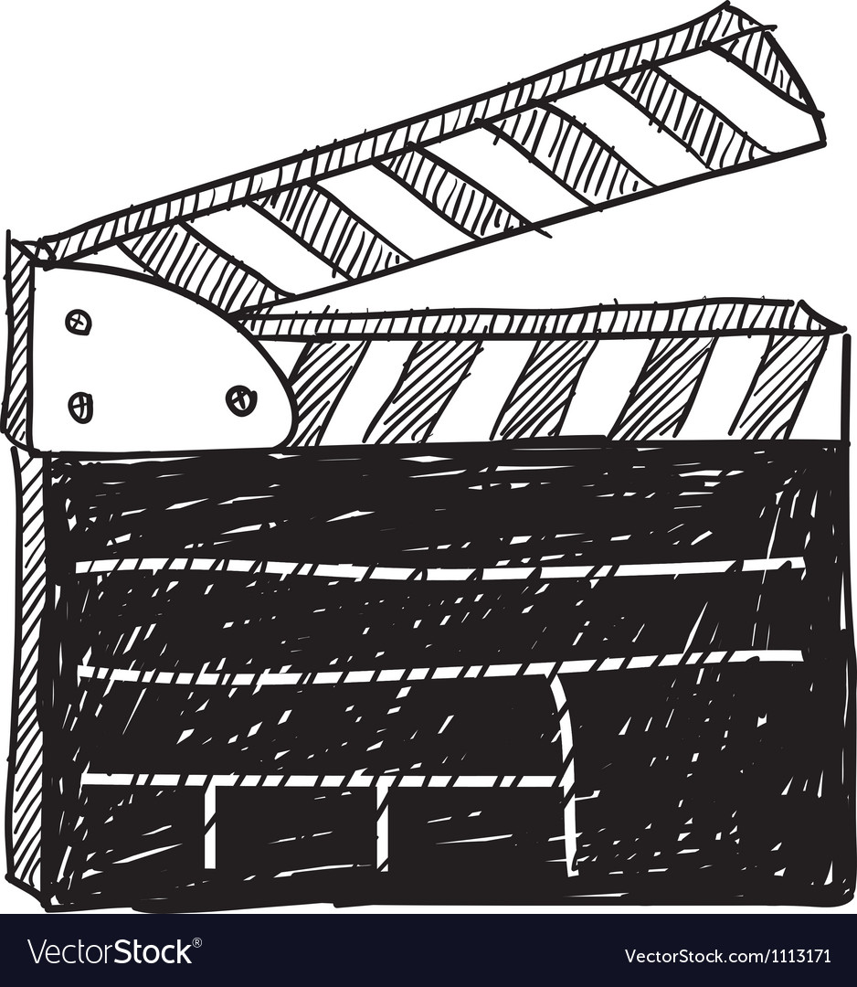 Doodle movie clapperboard Royalty Free Vector Image
