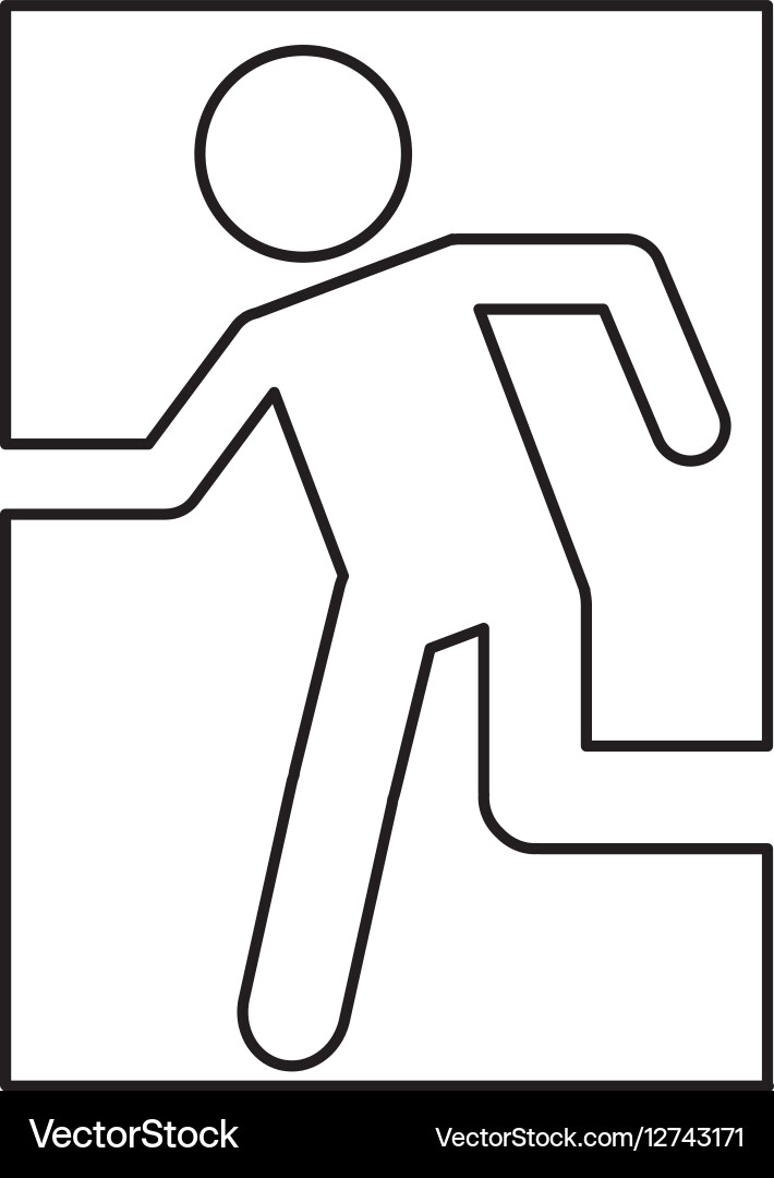 Exit emergency route sign Royalty Free Vector Image