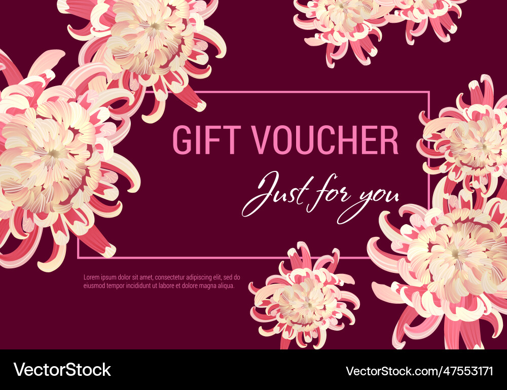 Just for you gift certificate design with pink Vector Image
