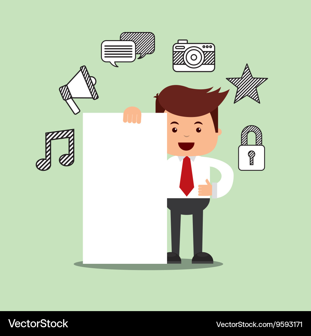 Successful businessman character isolated icon Vector Image