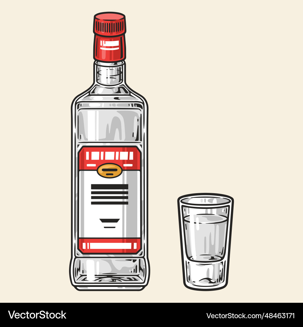 Vodka drink detailed emblem colorful Royalty Free Vector