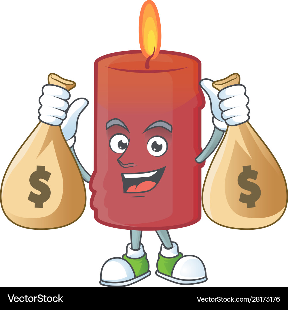 Cute red candle cartoon character smiley Vector Image