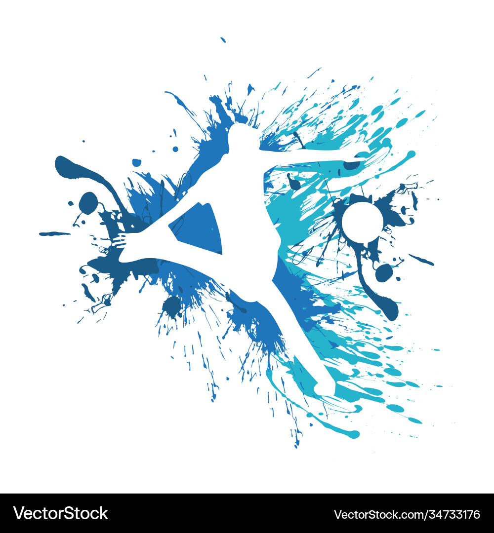 Football player silhouette with splatter effect Vector Image