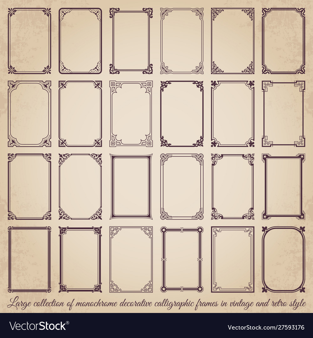 Large set calligraphic frames Royalty Free Vector Image