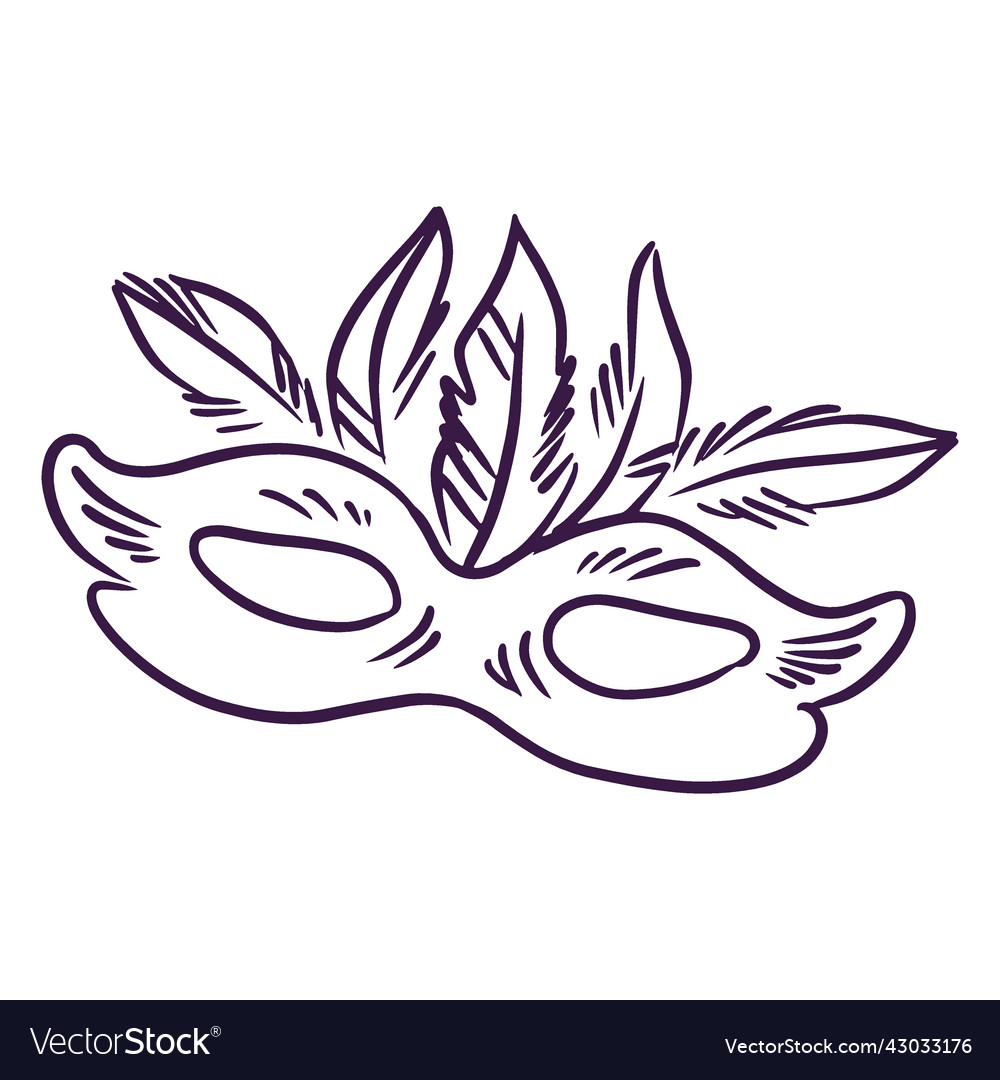 Mardi gras hand drawn mask Royalty Free Vector Image