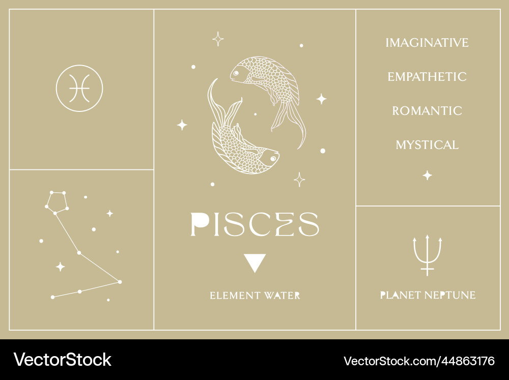 Pisces zodiac white sign design Royalty Free Vector Image