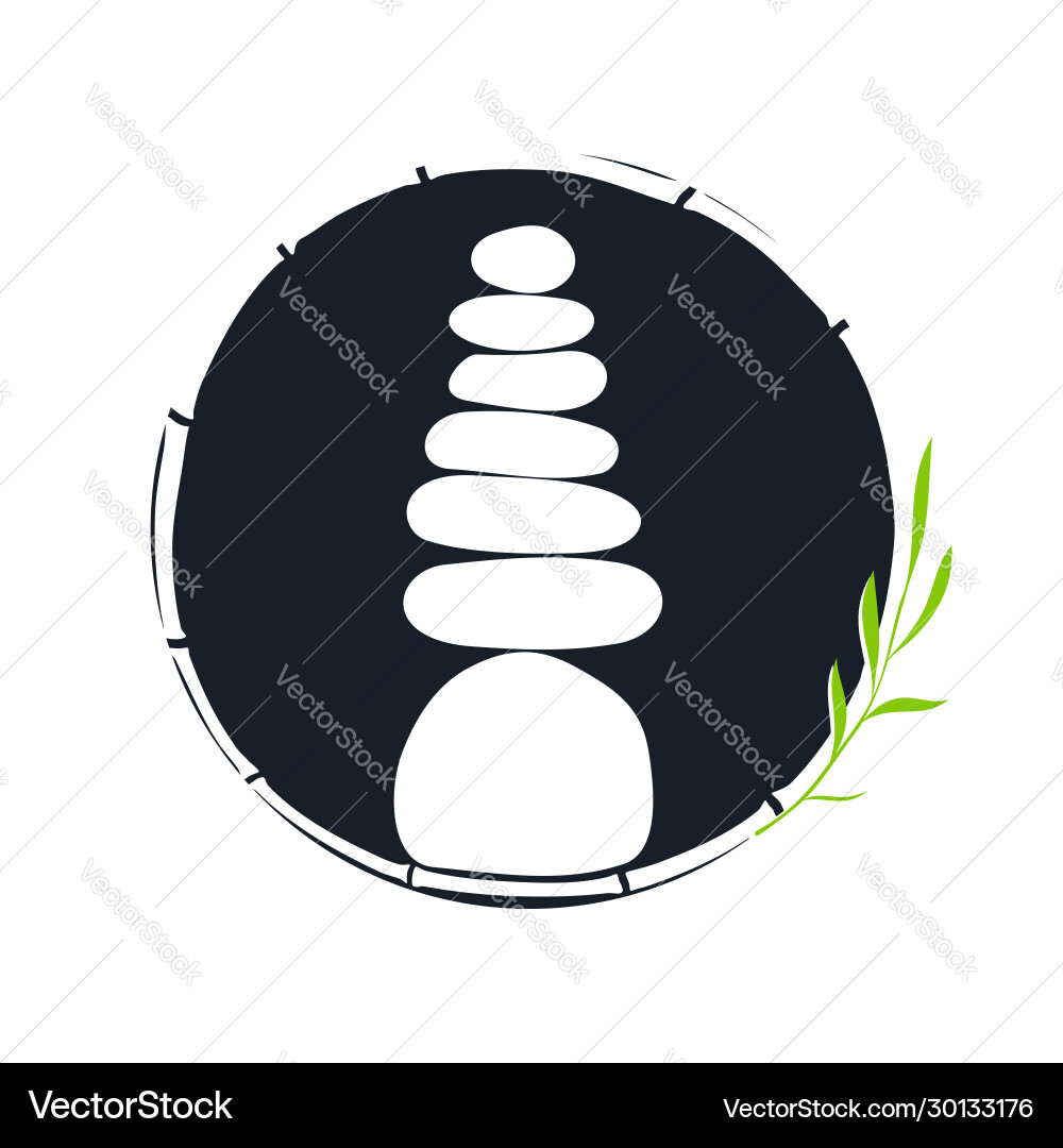 Rock balance in black circle bamboo Royalty Free Vector