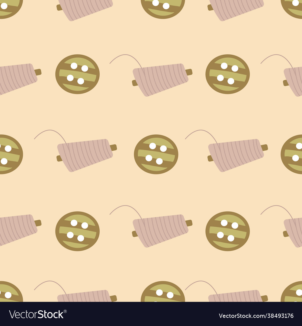 Seamless pattern buttons and spool thread Vector Image