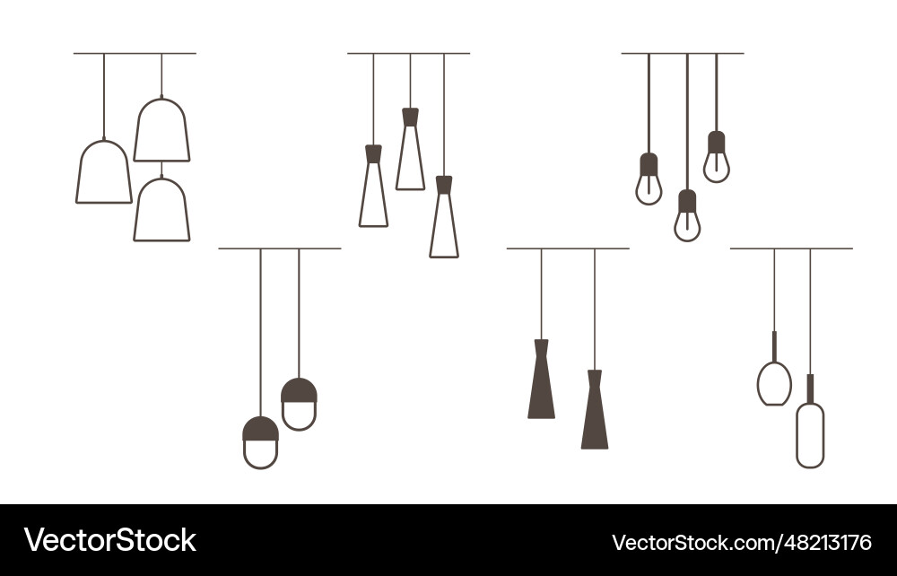Set of six ceiling lamps Royalty Free Vector Image