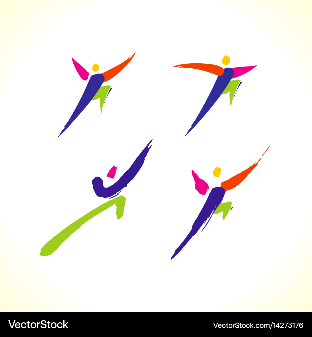 Sport colorful stick figure Royalty Free Vector Image