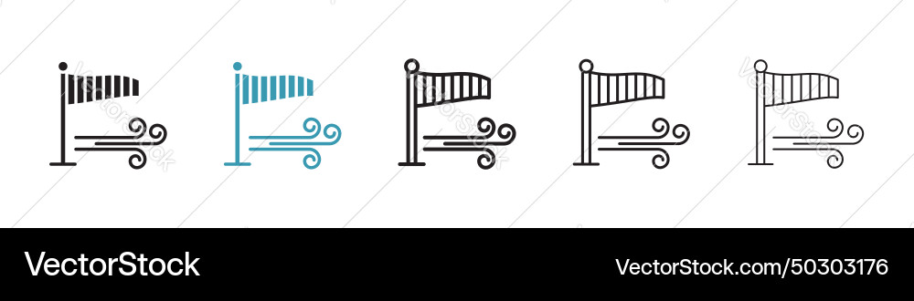 Strong breeze flag up icon set wind speed Vector Image