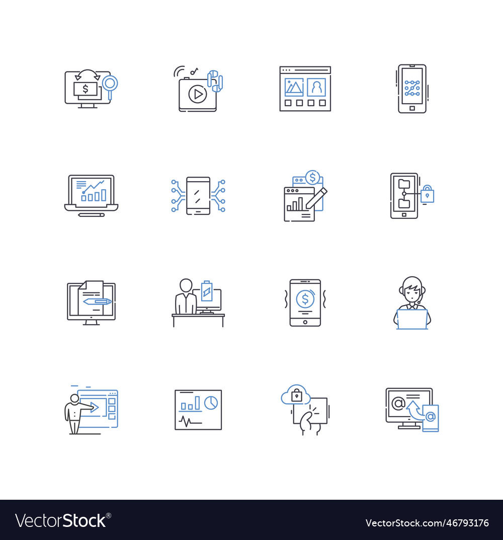 Widgets Line Icons Collection Customization Vector Image