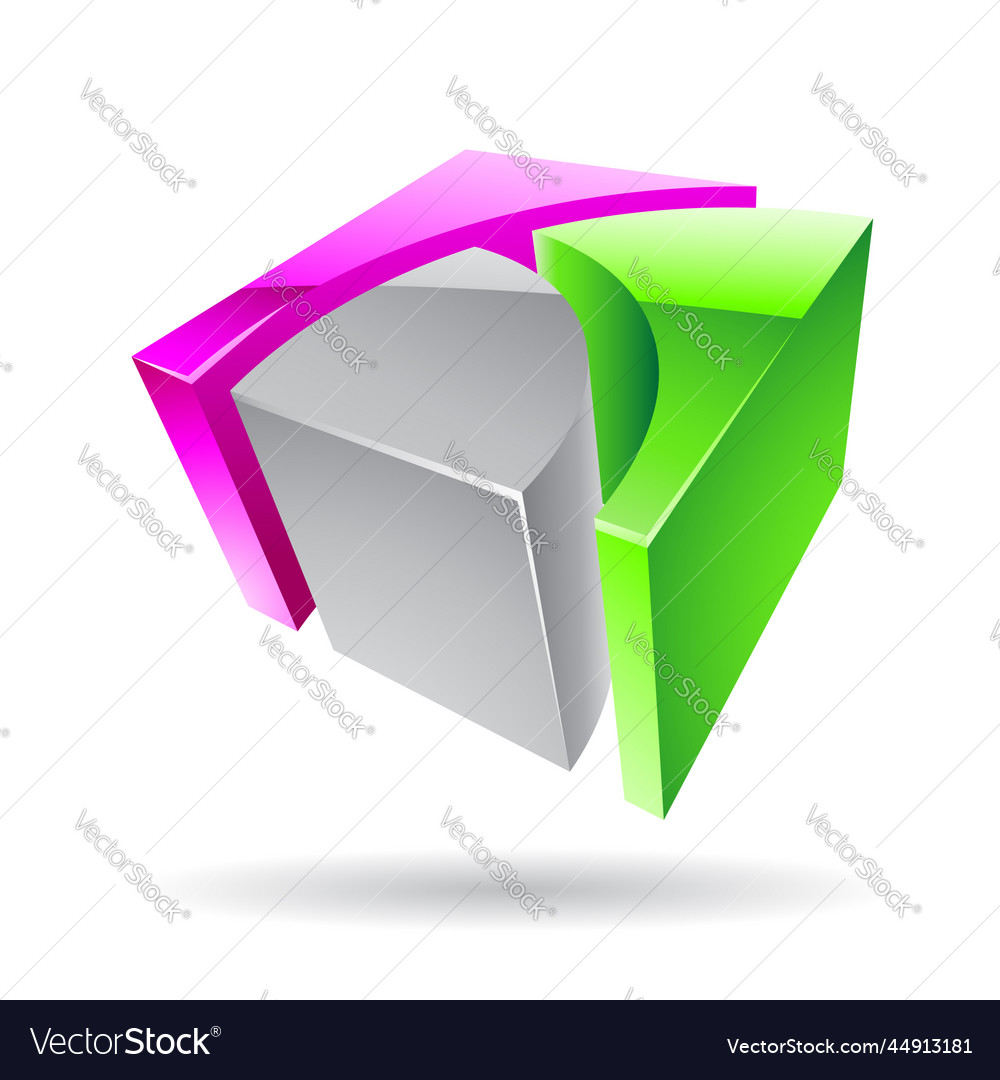 3d abstract glossy metallic logo icon of grey Vector Image