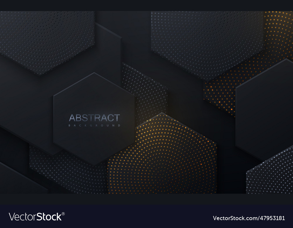 Abstract background with black hexagonal shapes Vector Image