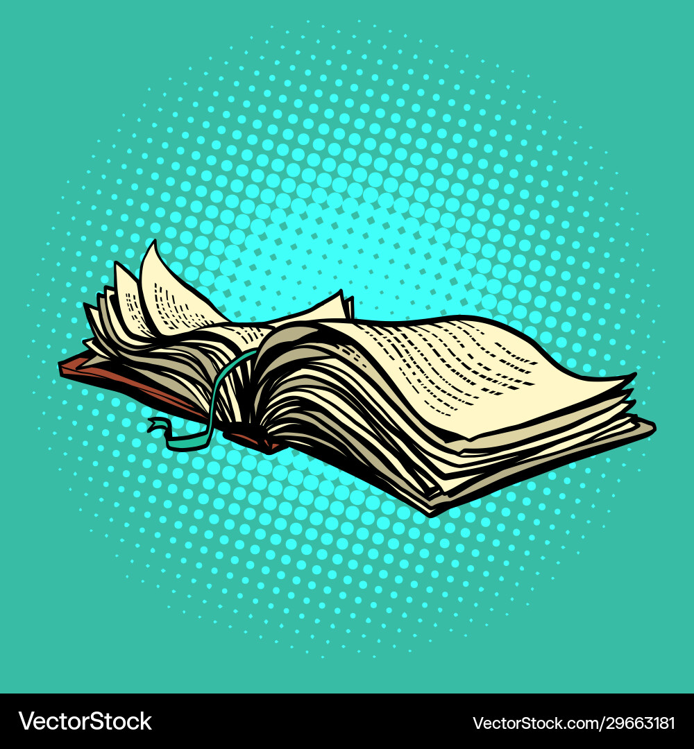 An open book lies Royalty Free Vector Image - VectorStock