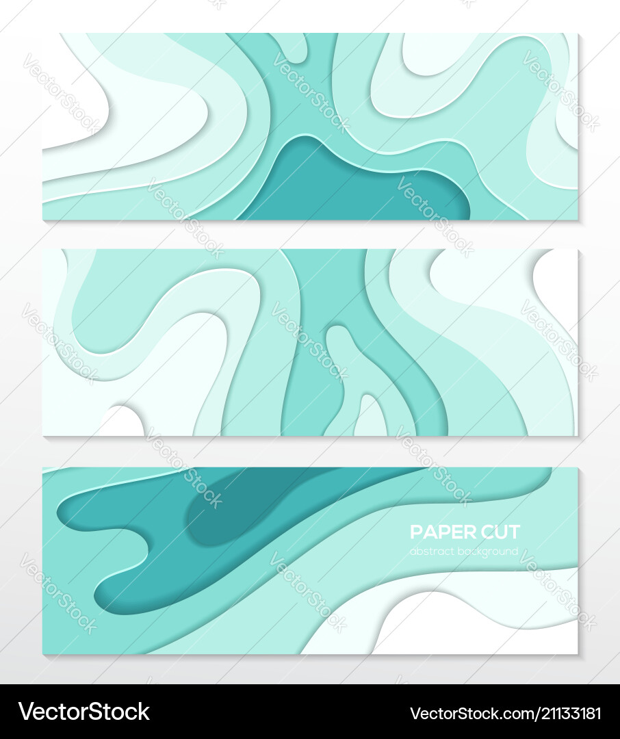Blue abstract layout - set of paper cut Royalty Free Vector