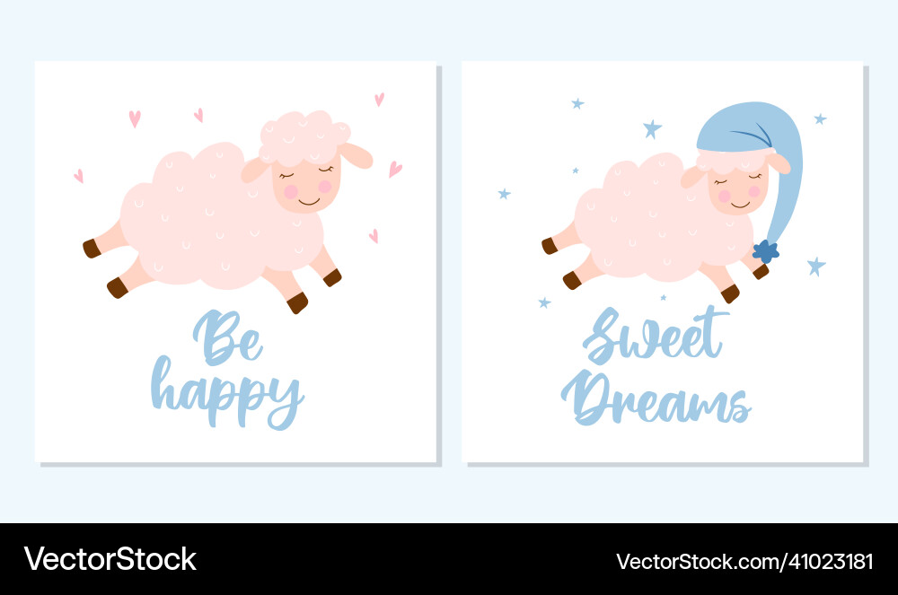 Children cards with sheep goodnight Royalty Free Vector
