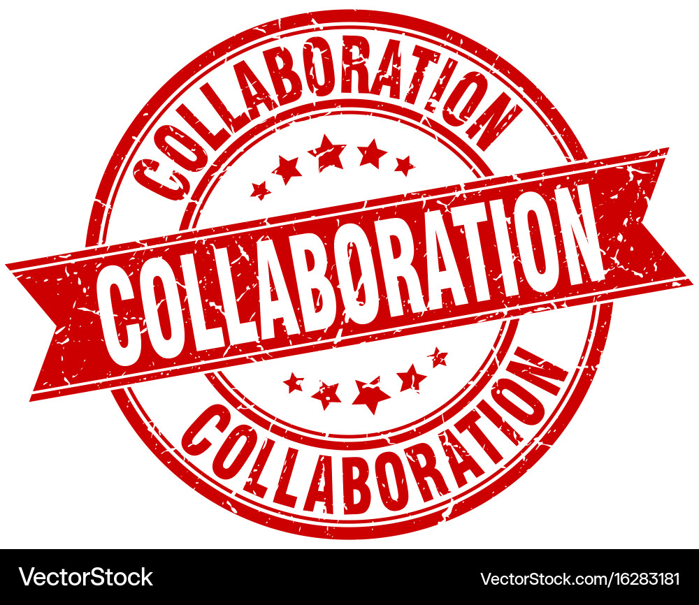 Collaboration round grunge ribbon stamp Royalty Free Vector