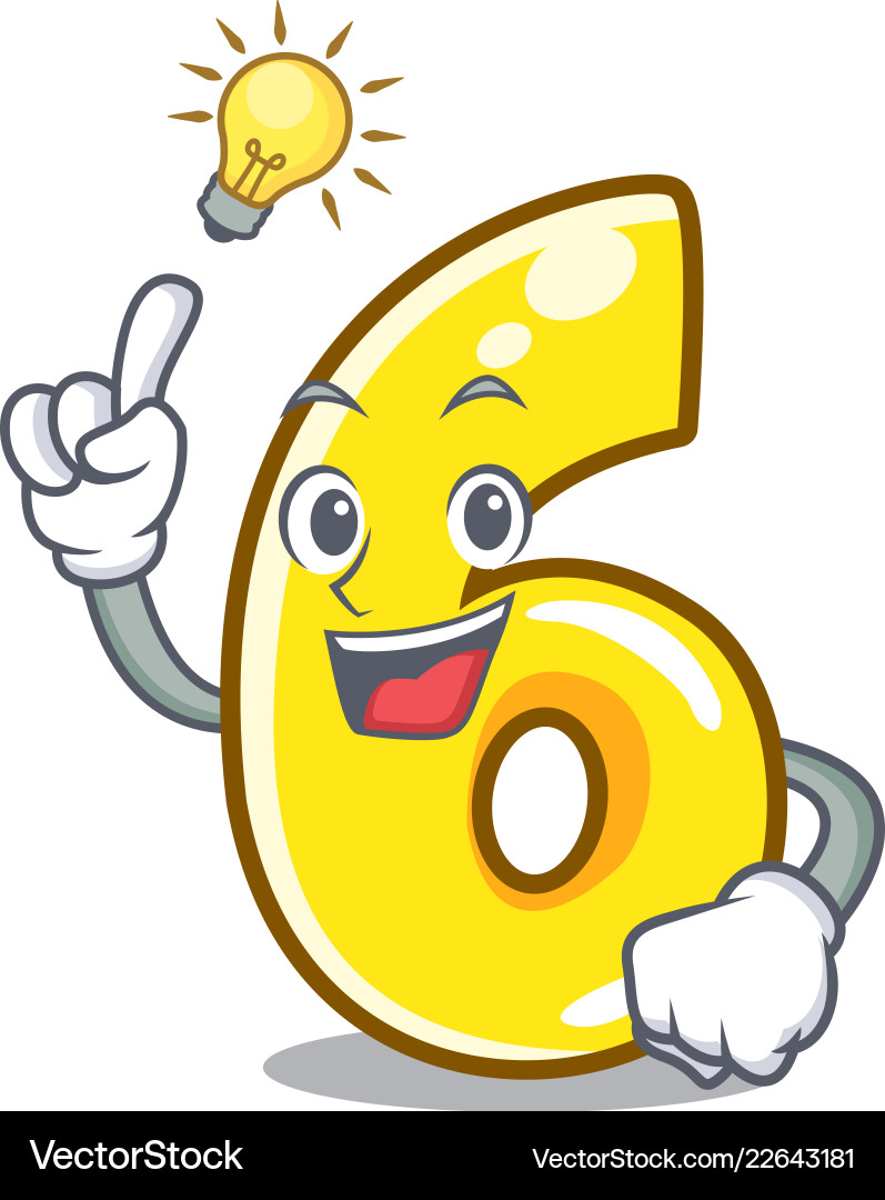 Have an idea number six isolated on mascot Vector Image
