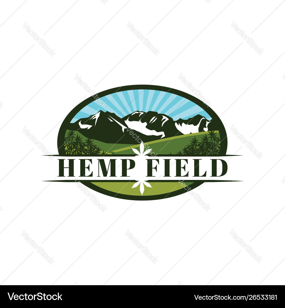Hemp yard and farm emblem logo design Royalty Free Vector