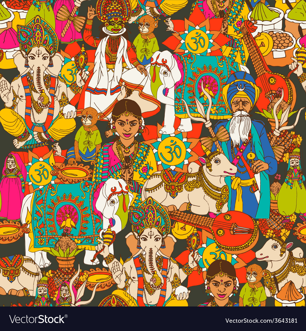India seamless pattern Royalty Free Vector Image
