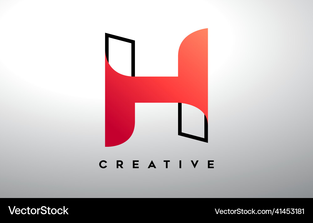 Letter h with black outline and red gradient Vector Image
