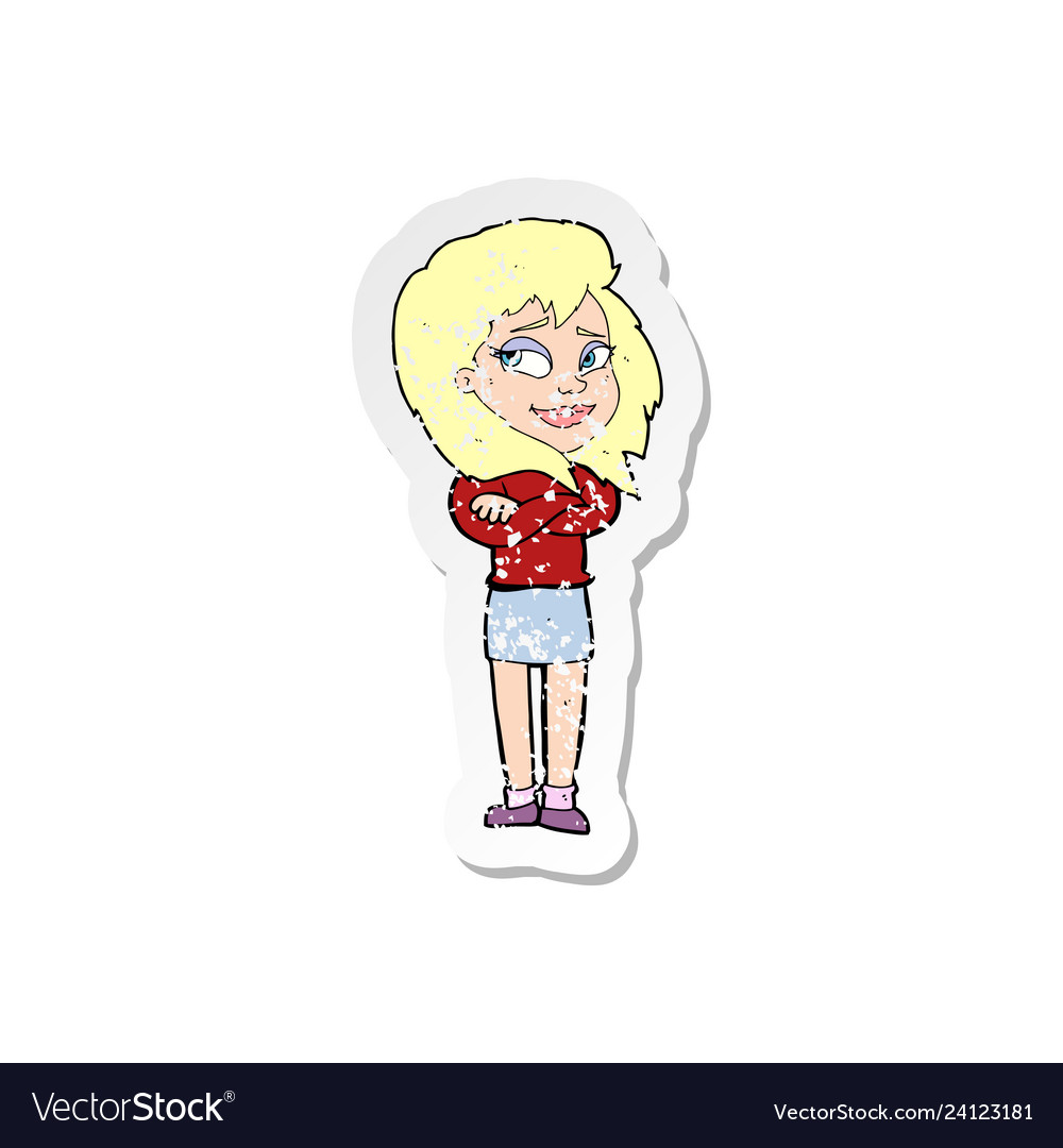Retro distressed sticker a cartoon woman Vector Image