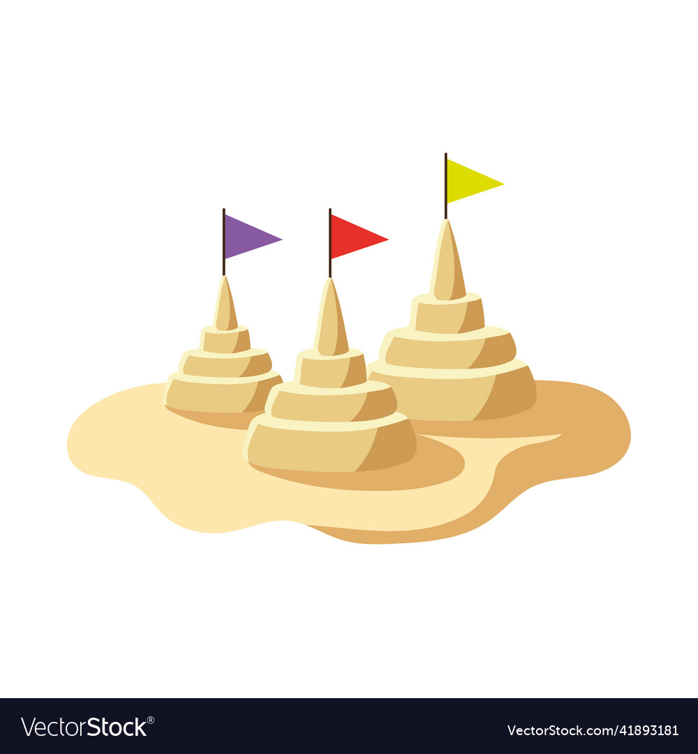 Sand castles with flags Royalty Free Vector Image