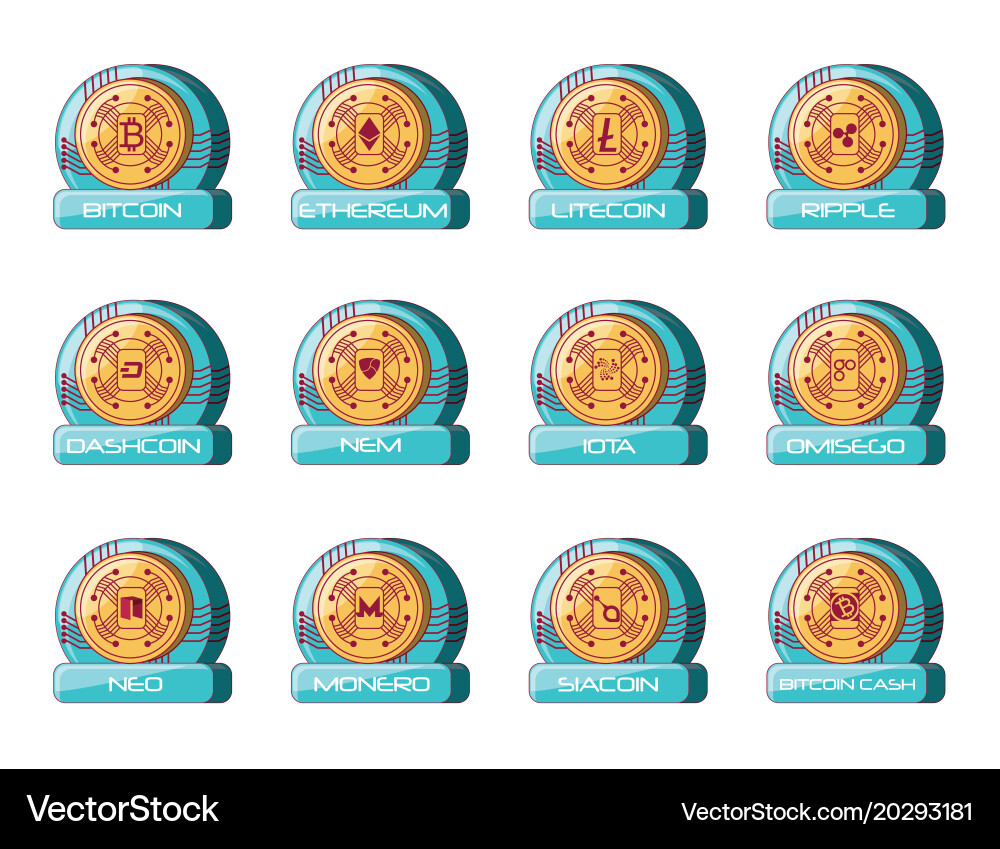 Symbols of cryptocurrency design Royalty Free Vector Image