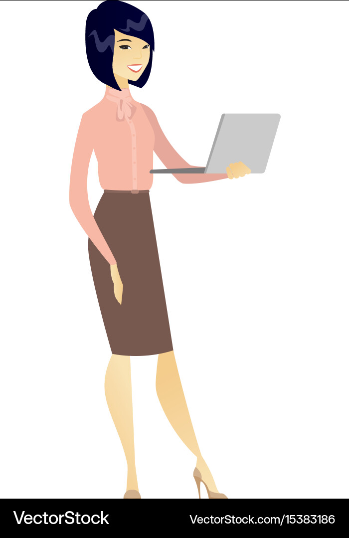 Business woman using laptop Royalty Free Vector Image