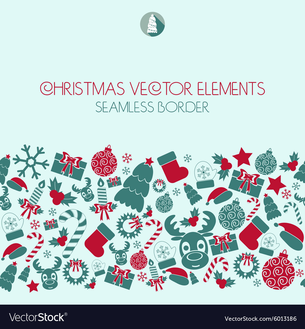 Christmas seamless border icons Royalty Free Vector Image