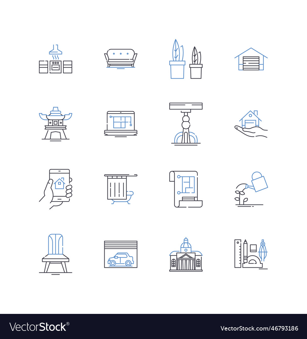 Cottage and bungalow line icons collection rustic Vector Image Cottage and bungalow line icons collection rustic Vector Image