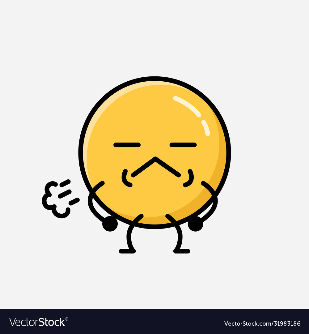 Cute yellow emoticon mascot character in flat Vector Image