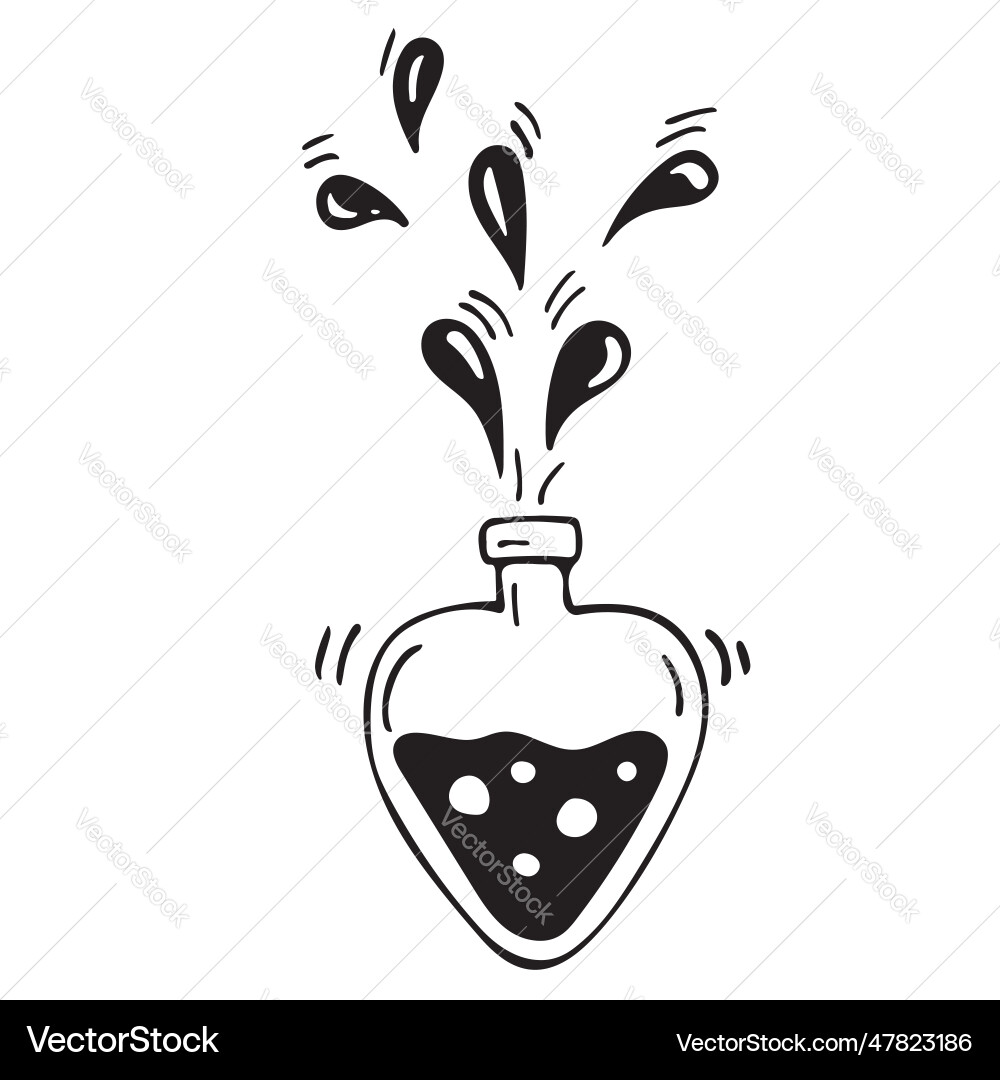 Doodle bottle of magic potion hand drawn Vector Image