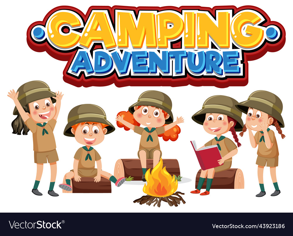 Group of children camping out Royalty Free Vector Image