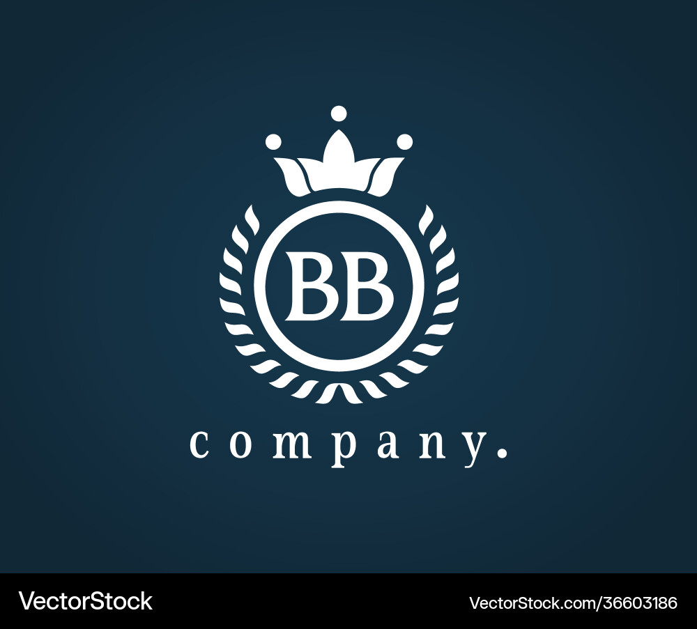 Letter bb elegant laurel wreath crown logo emblem Vector Image