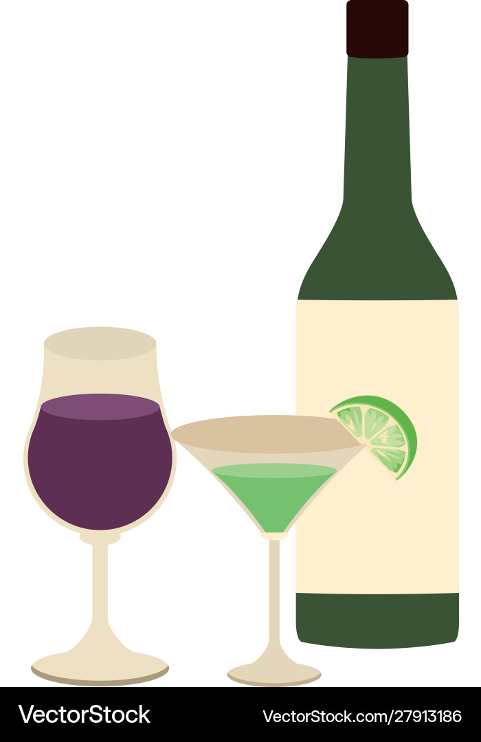 Liquor bottle with wine glass Royalty Free Vector Image
