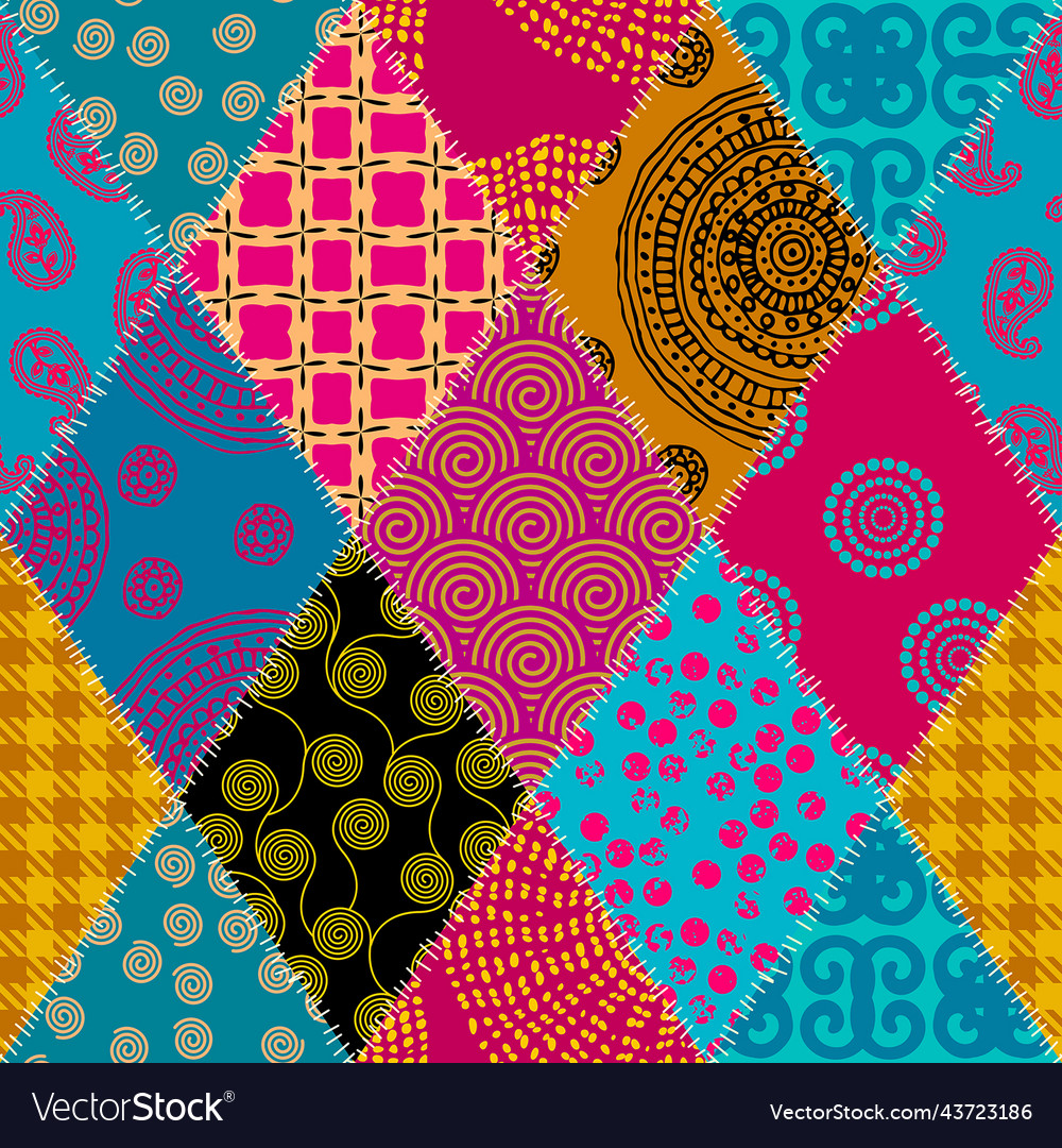 Patchwork textile pattern seamless quilting Vector Image