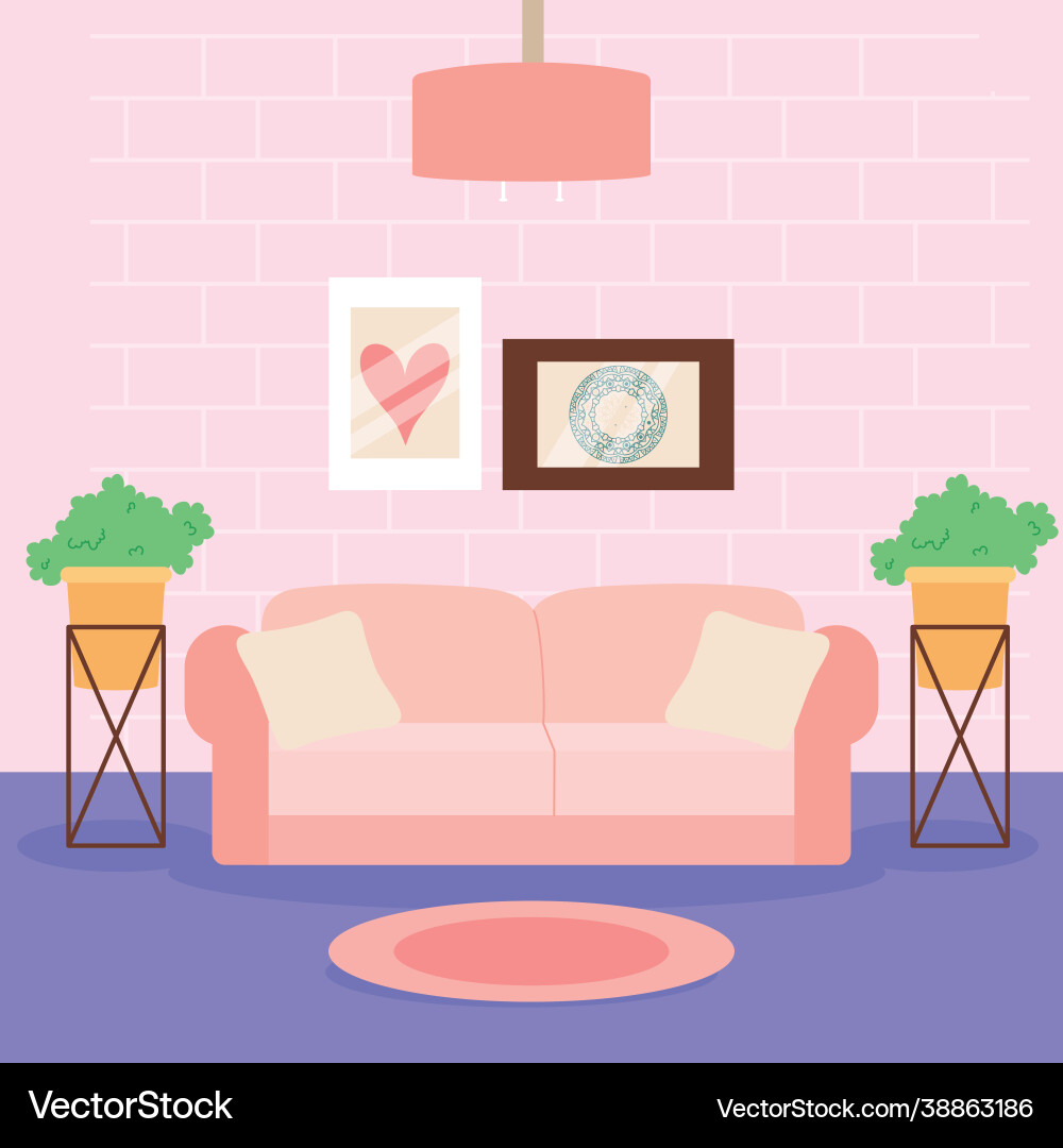 Pink couch in livingroom Royalty Free Vector Image
