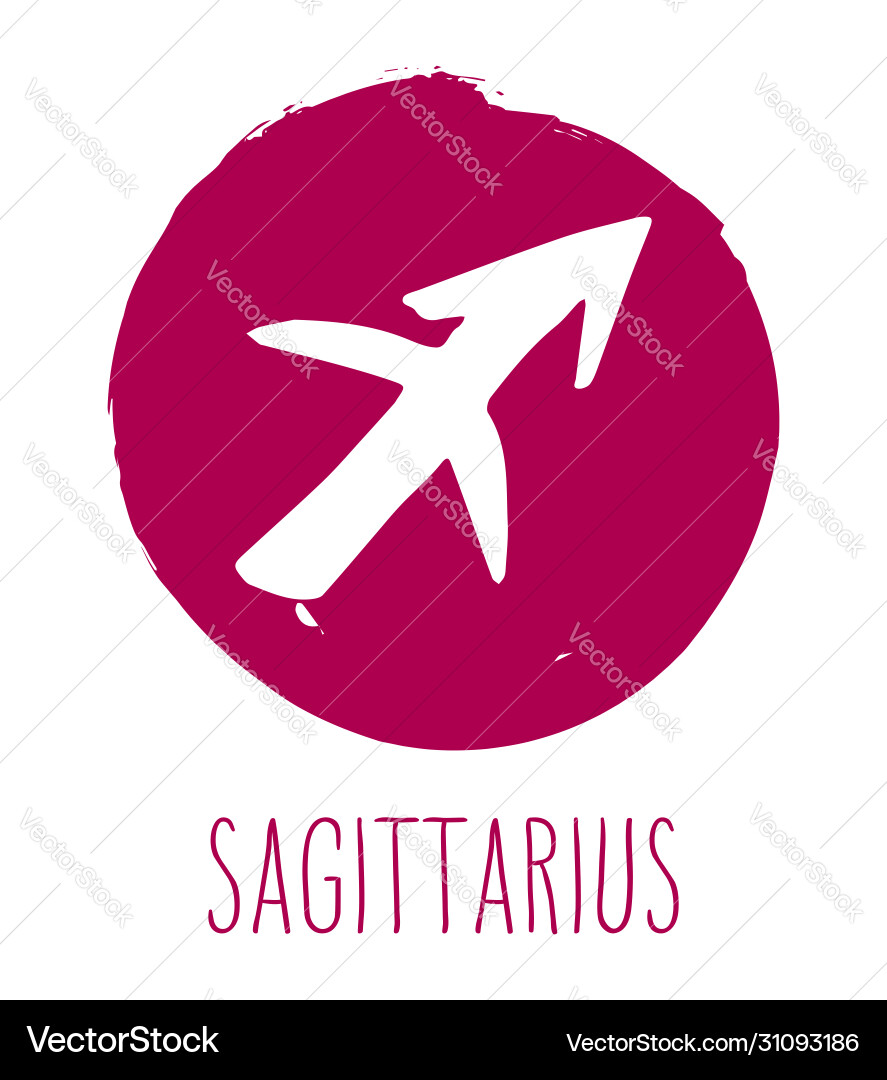 Sagittarius hand drawn zodiac sign Royalty Free Vector Image