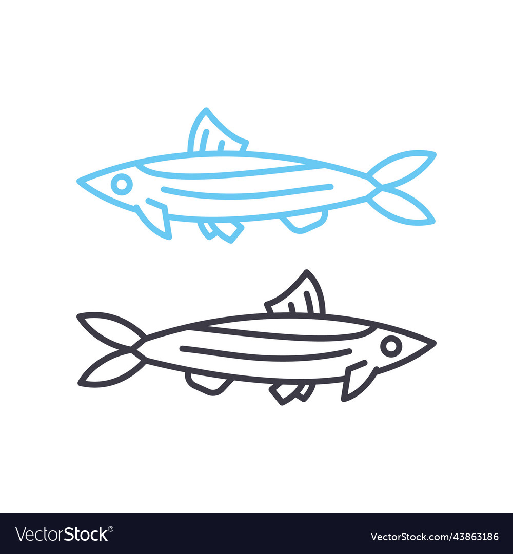 Sardine line icon outline symbol Royalty Free Vector Image Sardine line icon outline symbol Royalty Free Vector Image