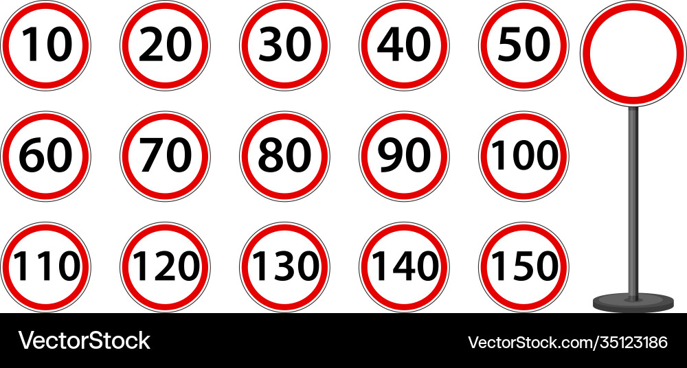 Set red traffic sign on transparent background Vector Image