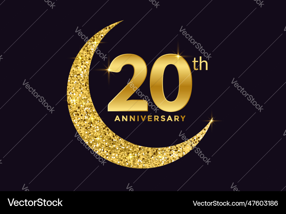 Twenty years anniversary celebration golden emblem