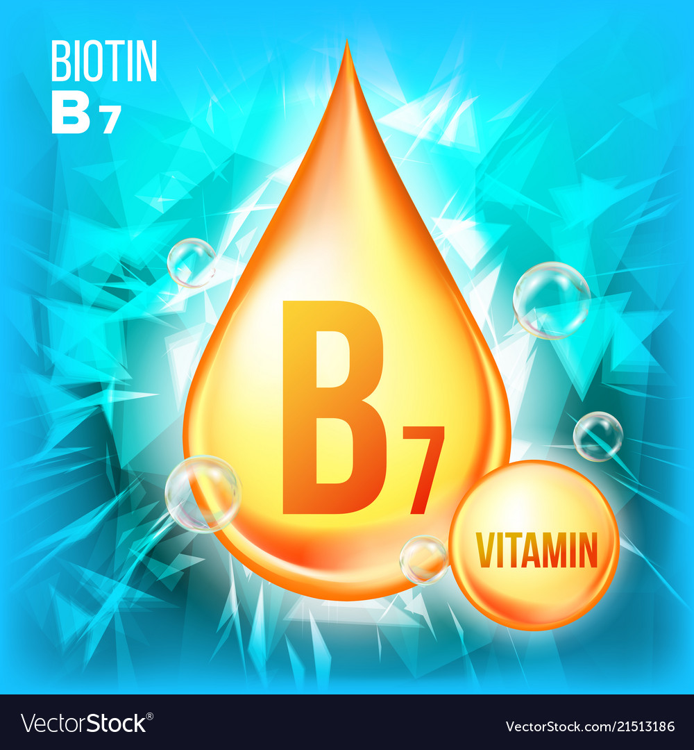 Vitamin b7 biotin vitamin gold oil drop Royalty Free Vector
