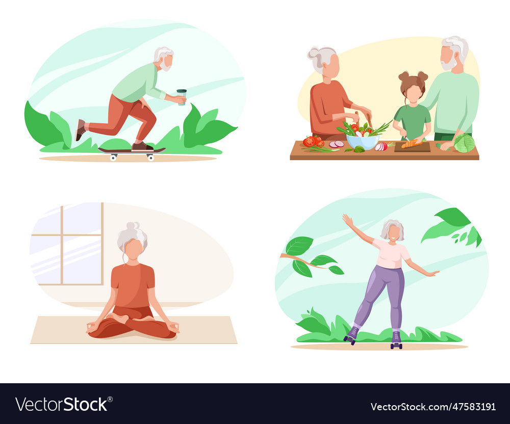 Active old age Royalty Free Vector Image - VectorStock