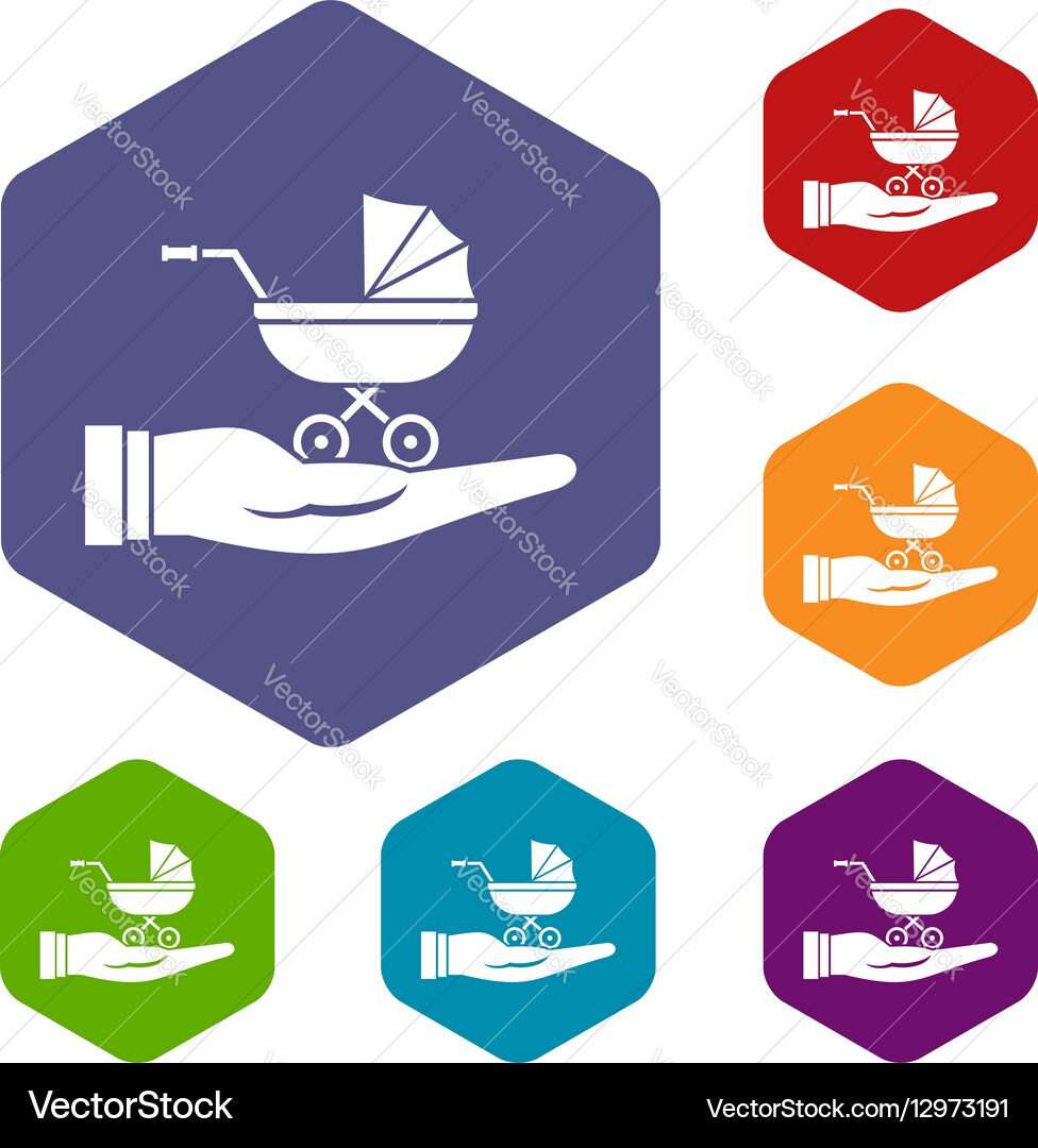 Baby pram protection icons set Royalty Free Vector Image