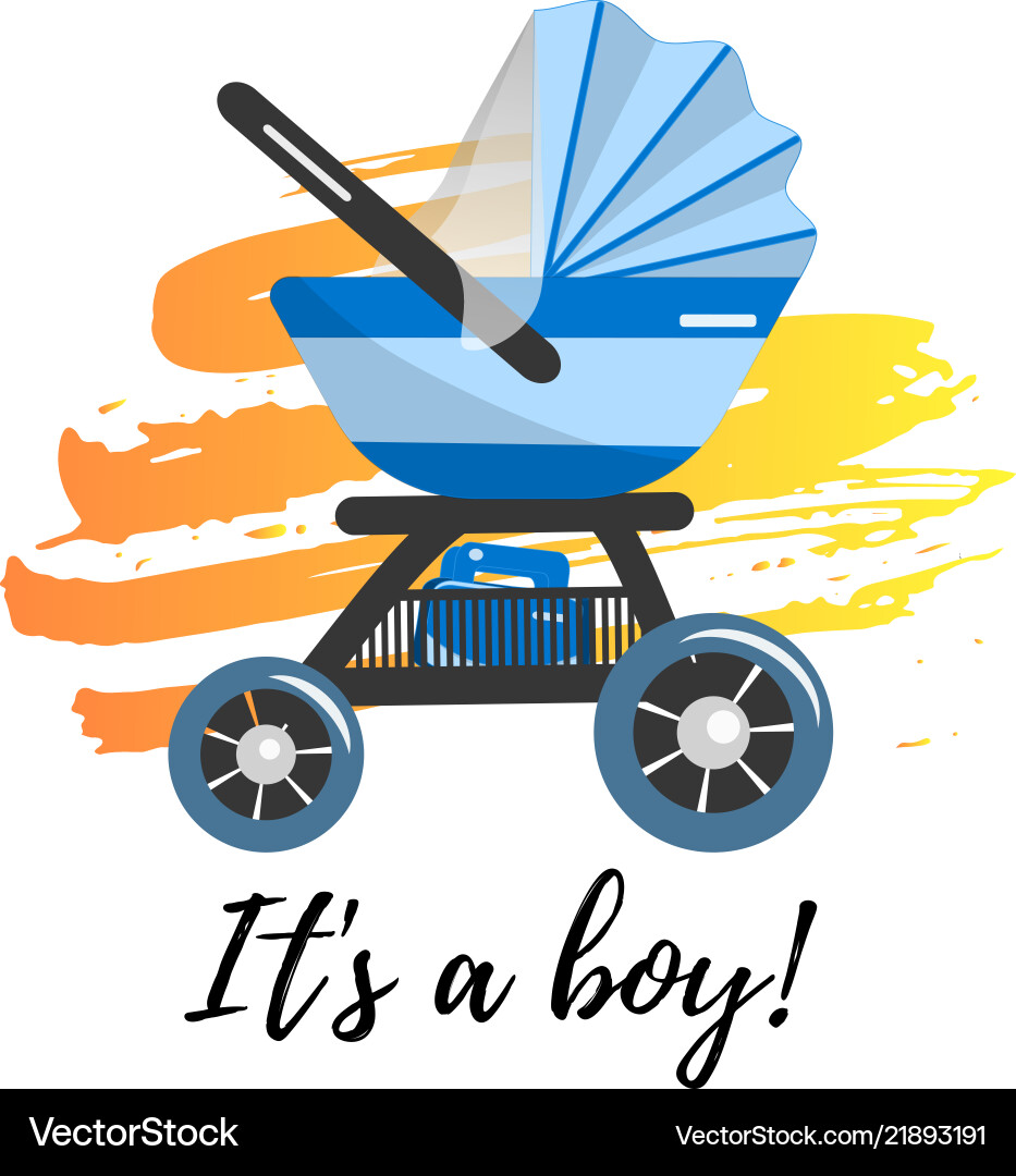 Blue baby stroller for baby boy Royalty Free Vector Image