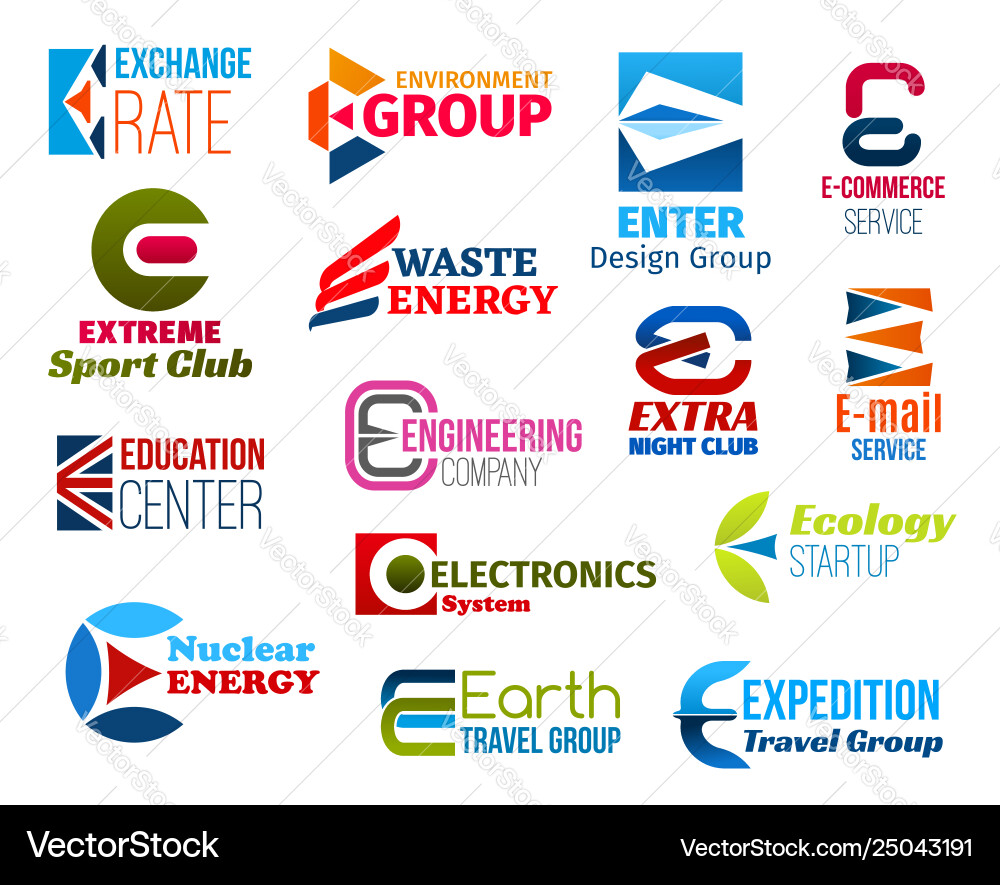 Business icons letter e corporate identity Vector Image