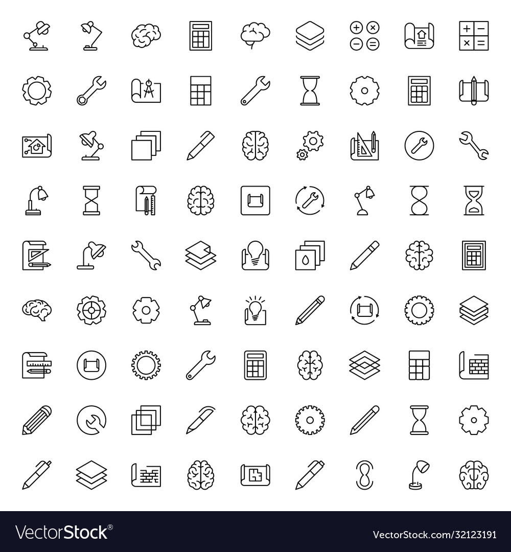 Engineering line icon set Royalty Free Vector Image